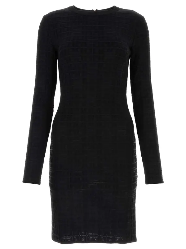 Givenchy 4g Jacquard Long-sleeved Dress - Black