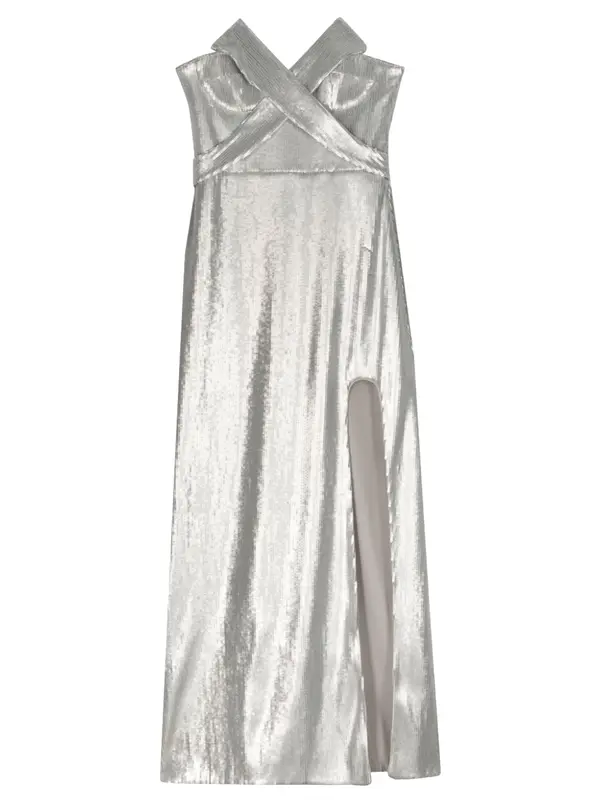 GENNY Sequined Strapless Gown - Silver