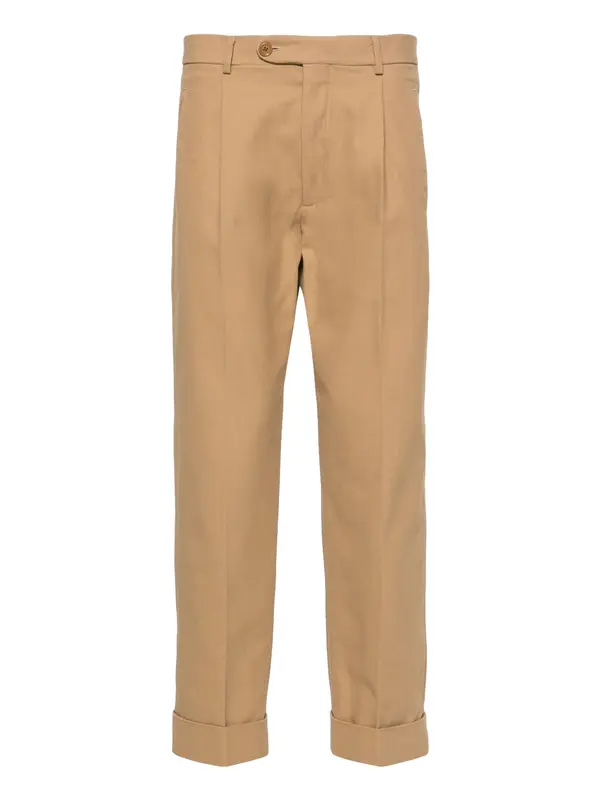 Gucci Double G Embroidered Tailored Trousers - Neutrals