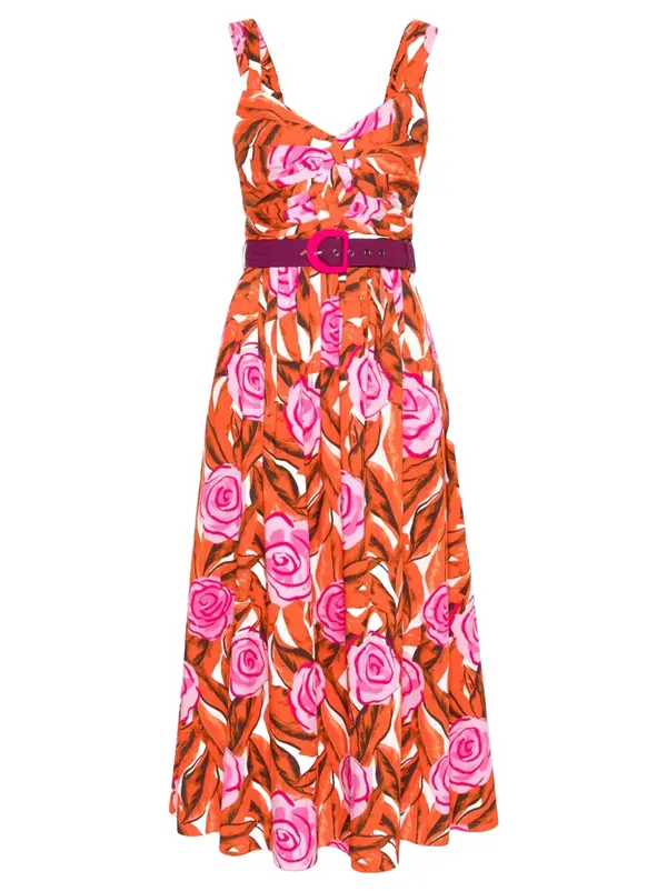 Diane Von Furstenberg Elisa Palm Floral-print Dress - Orange