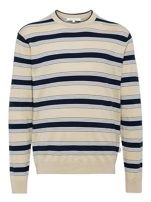 Maison Kitsuné Stripe Print Cotton Blend Sweater - Neutrals