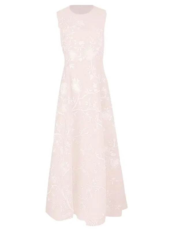 Adam Lippes Eloise Floral-embroidered Dress - Neutrals