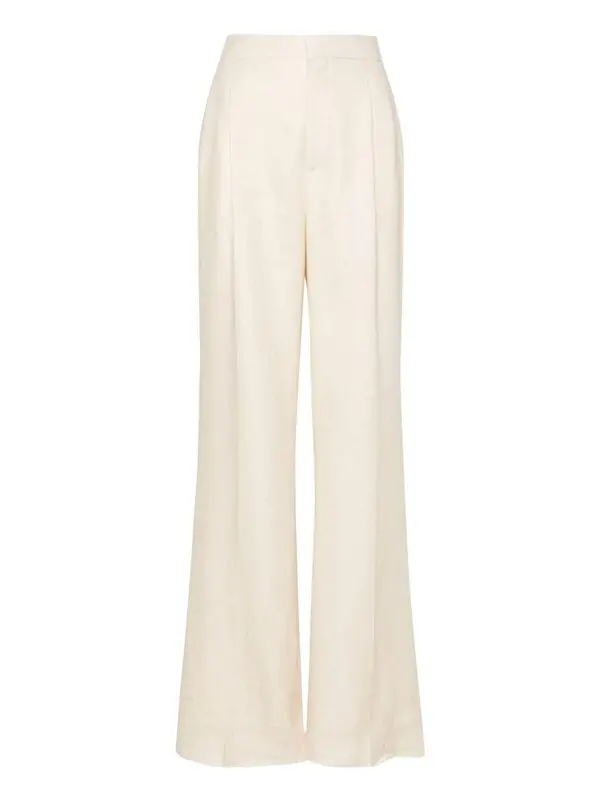 Tagliatore Pleat-detail Linen Trousers - Neutrals