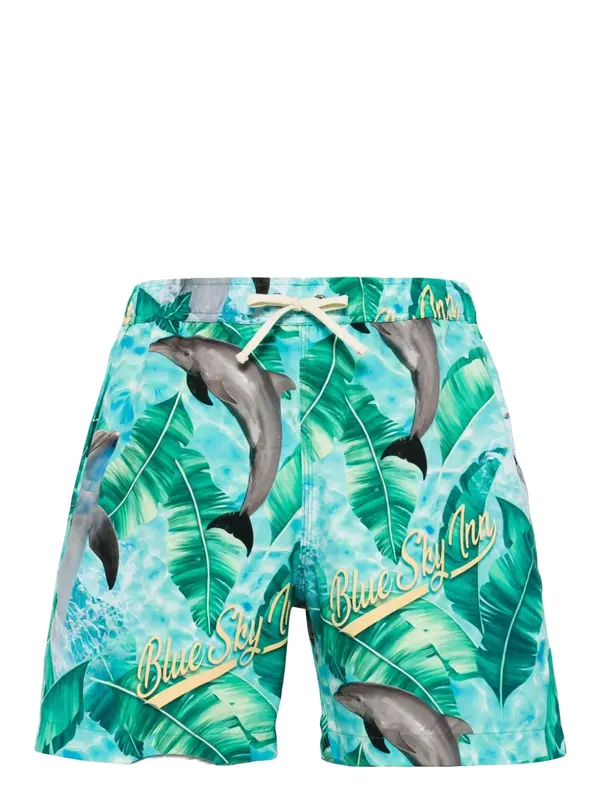 BLUE SKY INN Dolphin-print Swim Shorts - Blue