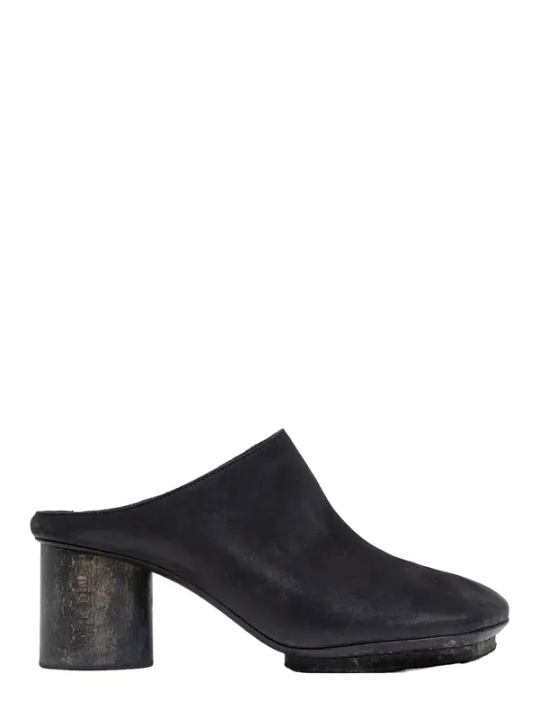 UMA WANG Block-heel Leather Mules - Black