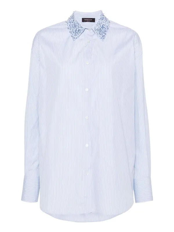 Fabiana Filippi Crystal-embellished Striped Shirt - Blue