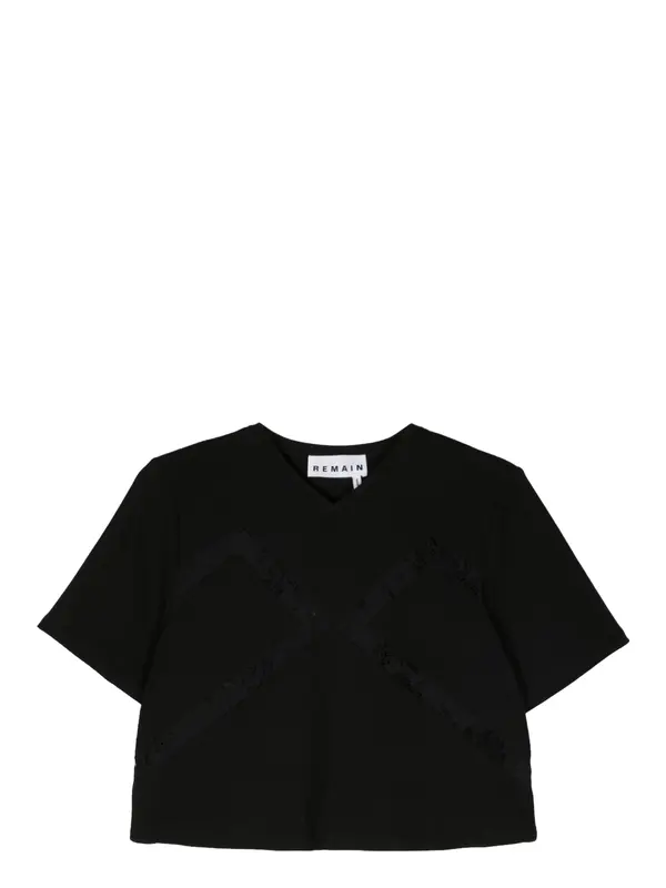 Remain Birger Christensen Lace-paneled Ribbed T-shirt - Black