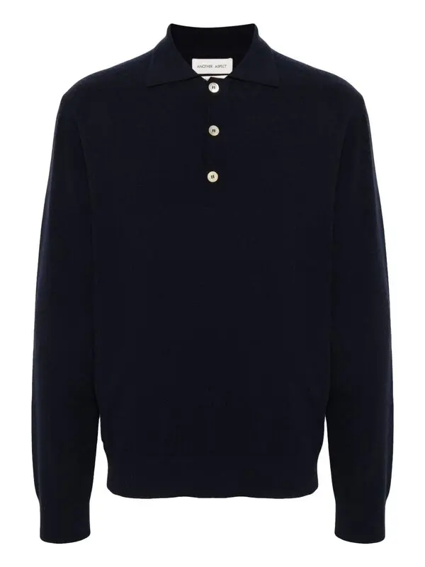 ANOTHER ASPECT Another Polo Shirt 2.0 Wool Polo Shirt - Blue