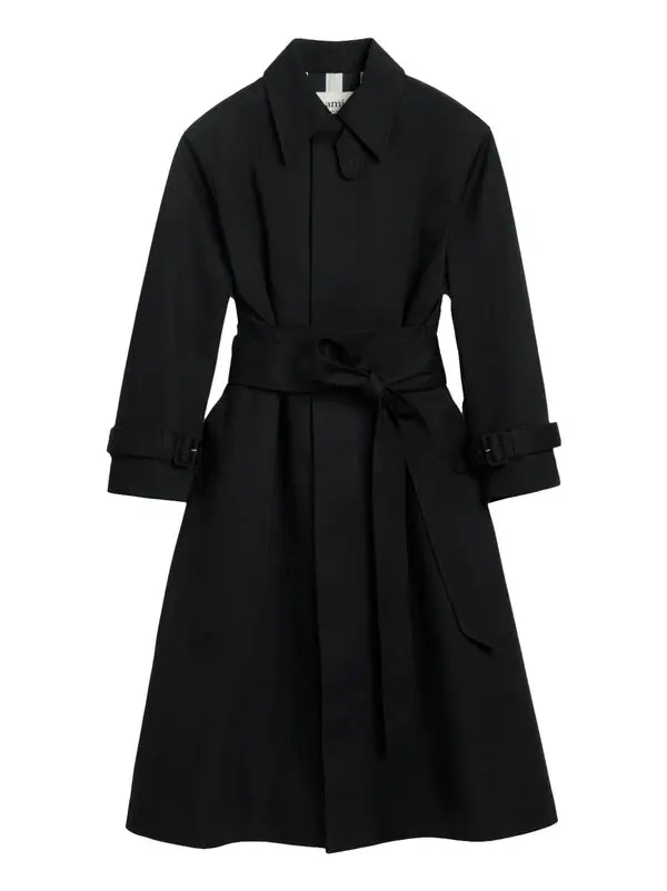 Ami Belted Cotton Trench Coat - Black