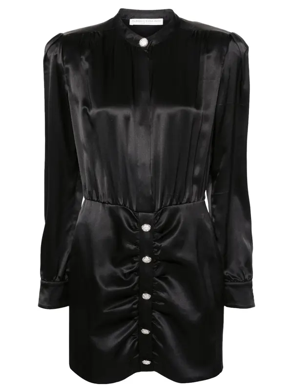 Alessandra Rich Long-sleeve Silk Dress - Black