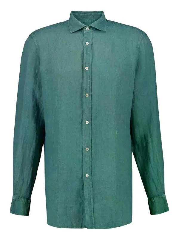 Boglioli Classic-collar Linen Shirt - Blue