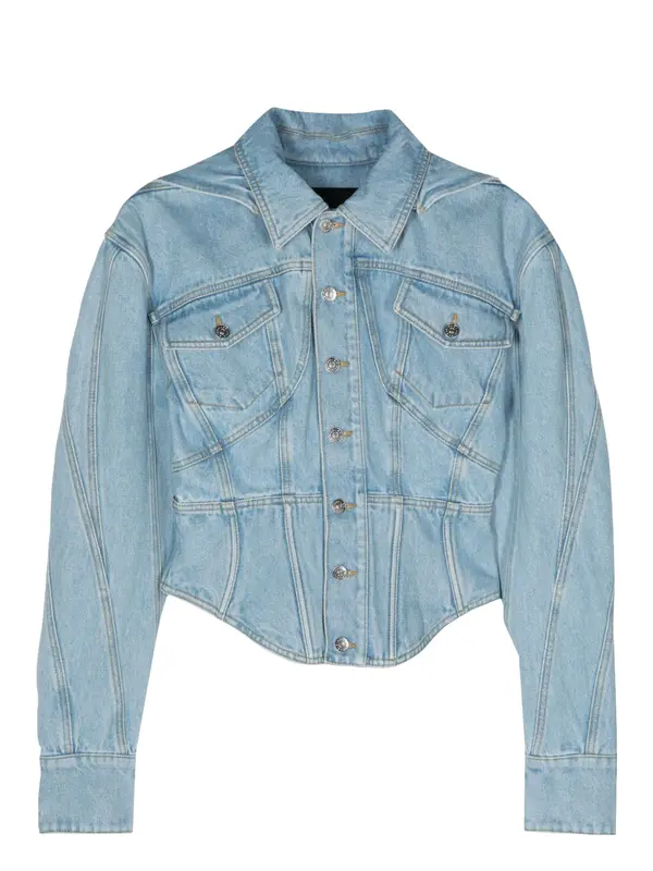 MUGLER Hooded Denim Jacket - Blue