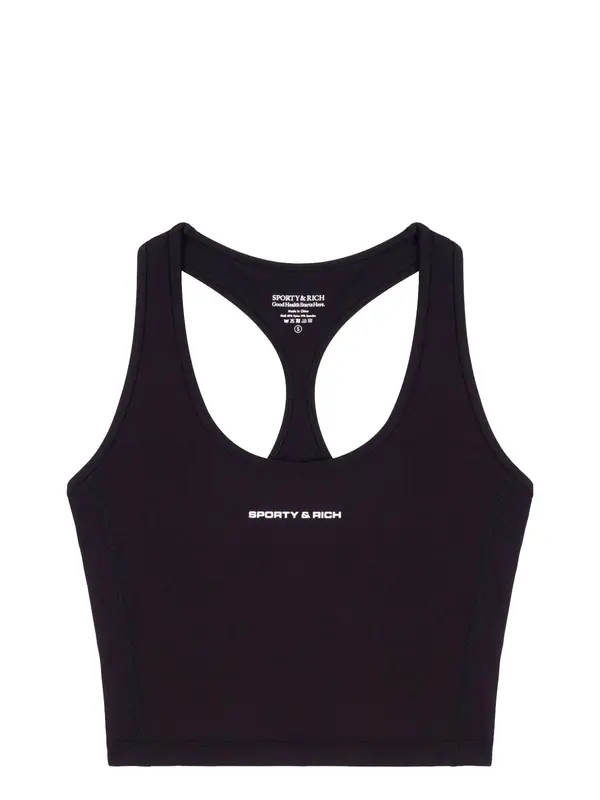 SPORTY & RICH Logo-print Cropped Tank Top - Black
