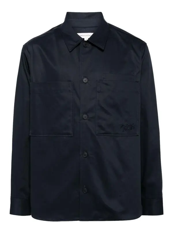 Maison Kitsuné Logo-embroidered Cotton Shirt - Blue