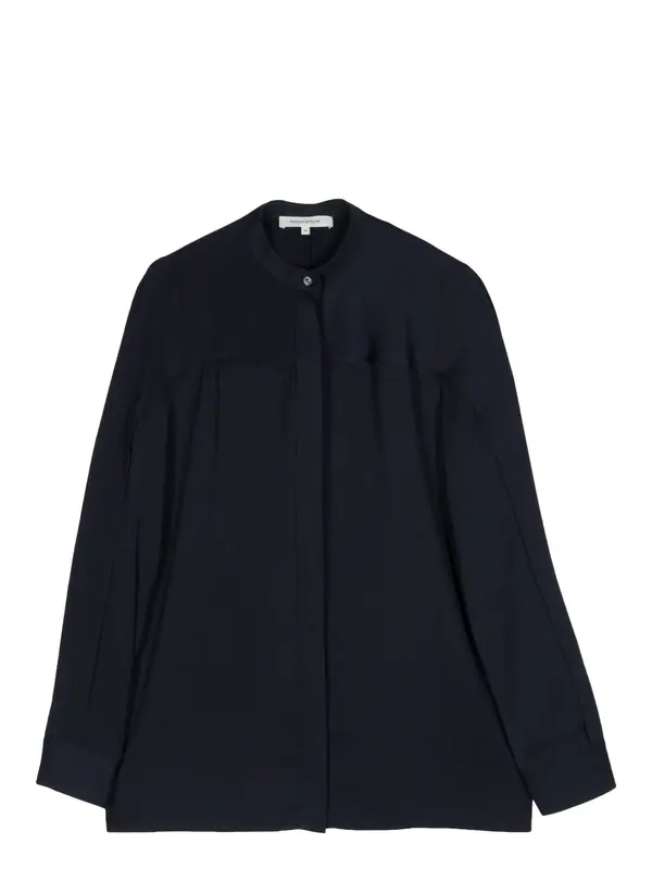 Maison Kitsuné Pleat-detail Collarless Shirt - Blue