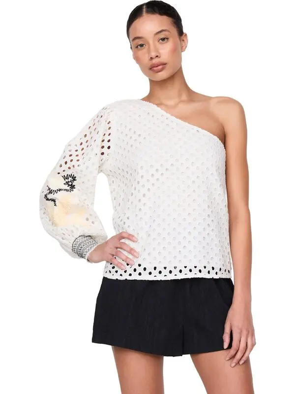 MARIE OLIVER Tish Eyelet Top - Raffia