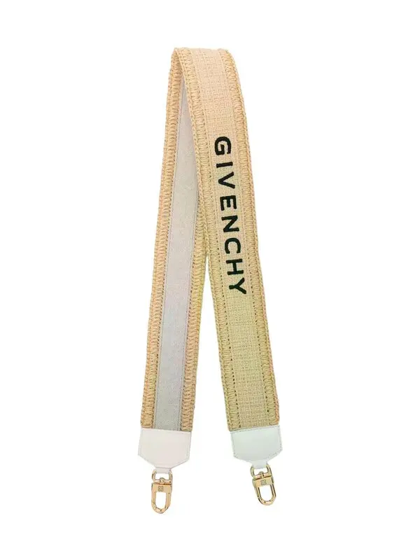 Givenchy Logo-embroidered Raffia Shoulder Strap - Neutrals