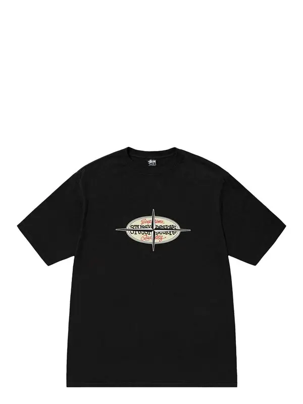 StÜssy Points Pigment Dyed Tee - Black