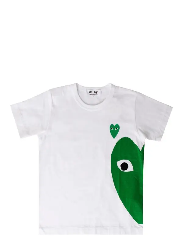 Play Comme Des Garcon Short-sleeve T-shirt With Green Heart - White