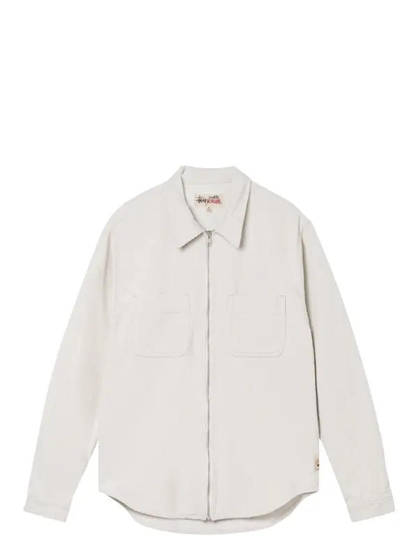 StÜssy Wide Wale Cord Zip Shirt - White