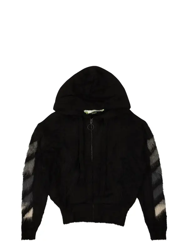 Off-White Brushed Mohair Zip Hoodie - Black