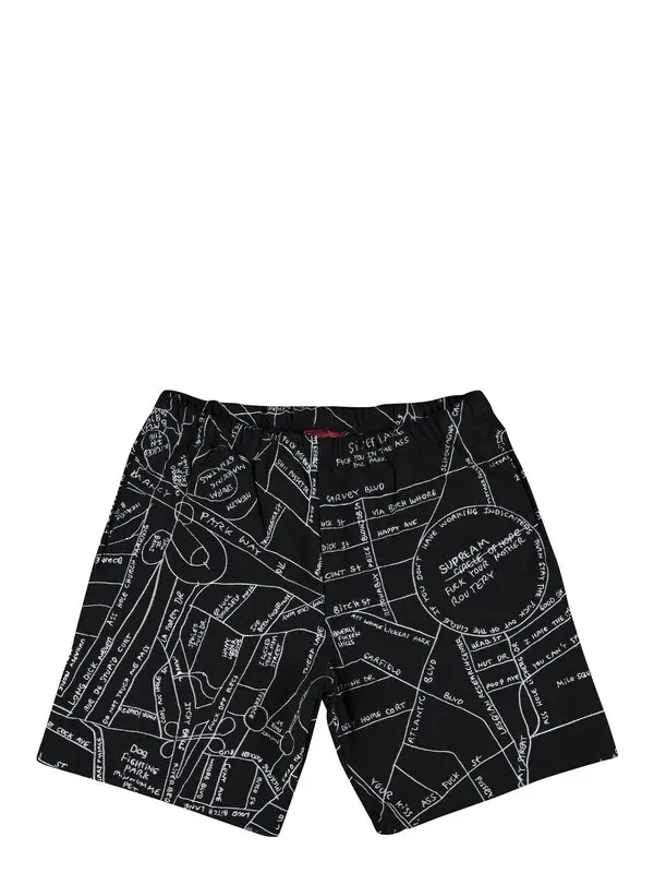 Supreme Gonz Embroidered Map Sweatshorts - Black