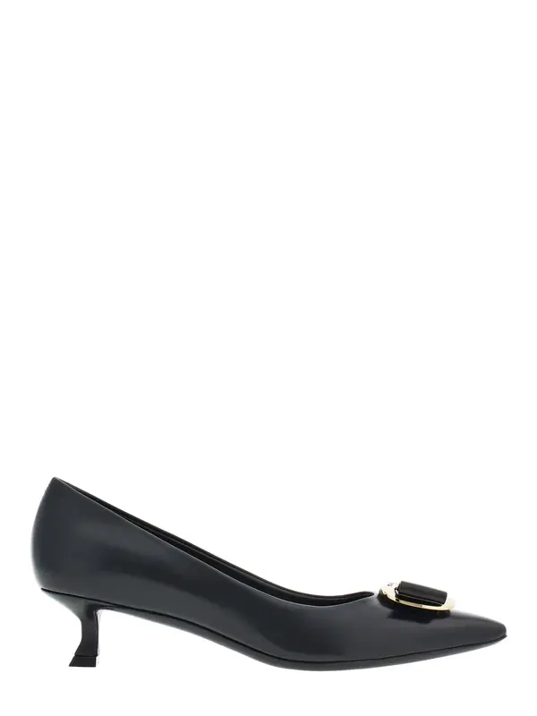 FERRAGAMO Vara Plate Low Heel Pump - Black