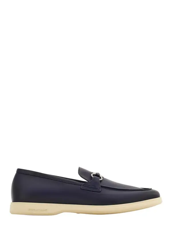 FERRAGAMO Casual Loafer With Gancini Ornament - Blue