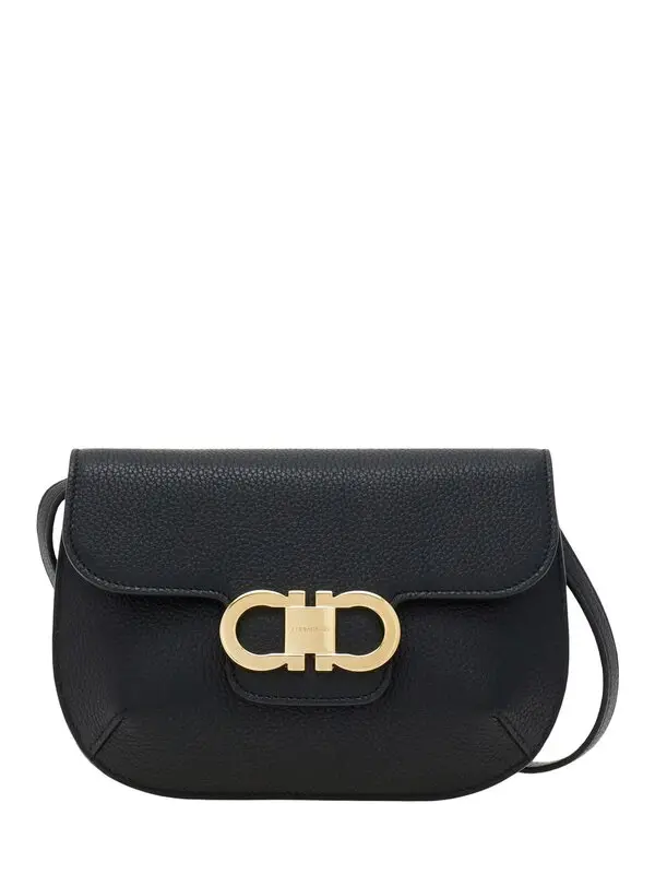 FERRAGAMO Double Gancini Mini Bag - Black