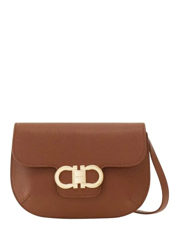 FERRAGAMO Double Gancini Mini Bag - Brown