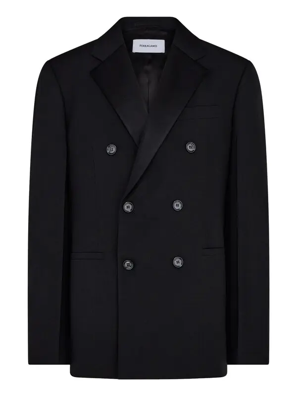 FERRAGAMO Double Breasted Blazer - Black