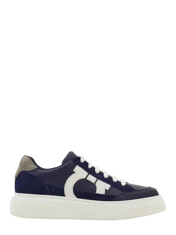 FERRAGAMO Low-top Sneaker With Gancini Motif - Blue