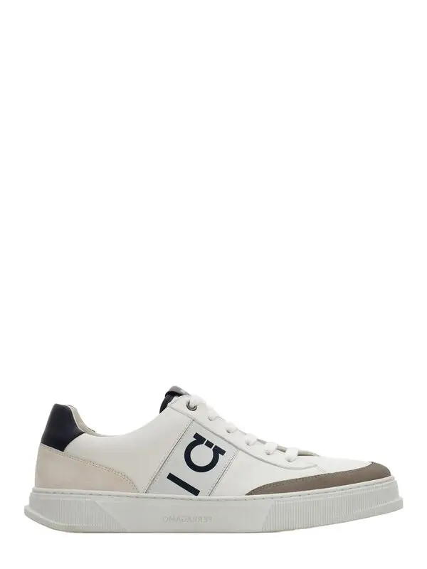 FERRAGAMO Low-top Sneaker With Gancini Motif - White