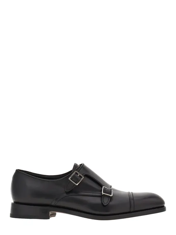 FERRAGAMO Tramezza Double Monk Strap - Black