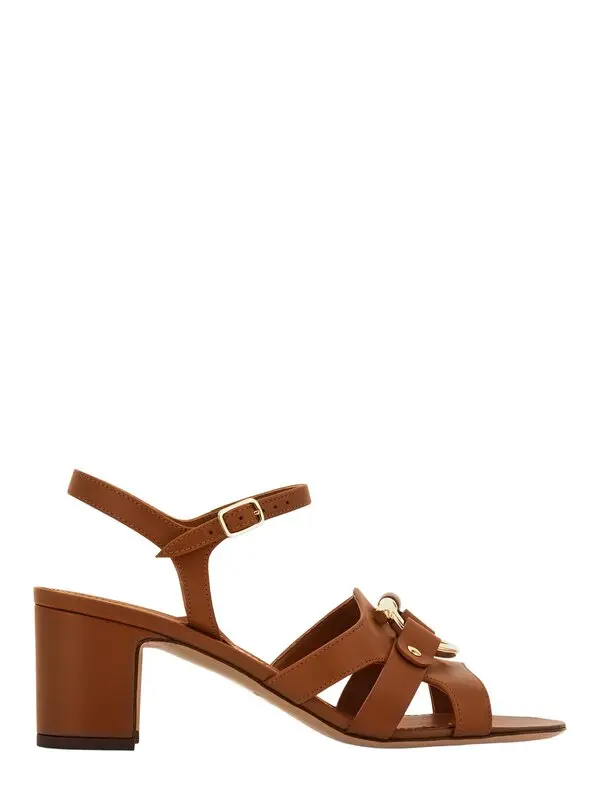FERRAGAMO Gancini Ornat Sandal - Brown