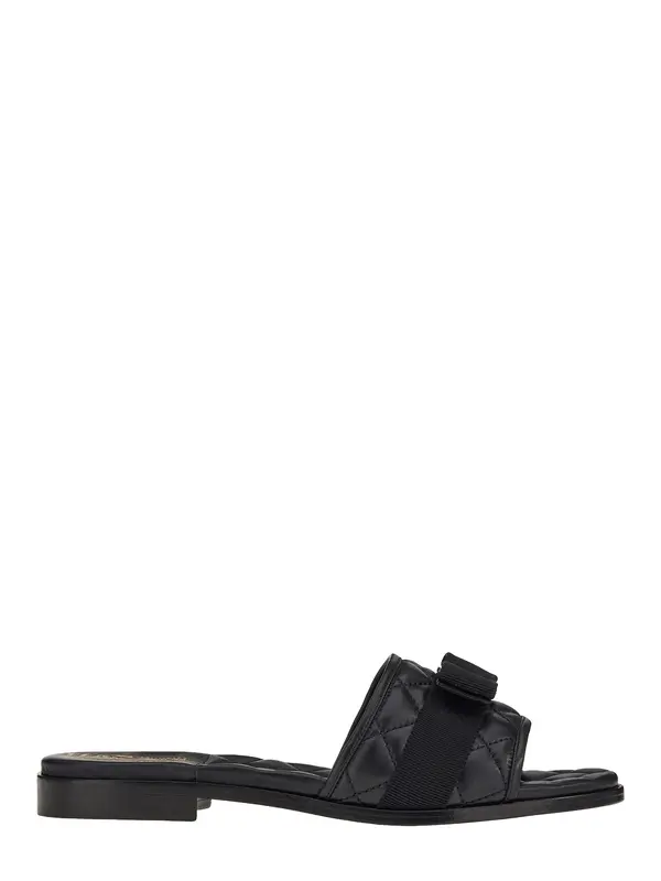 FERRAGAMO Vara Bow Quilted Slide - Black