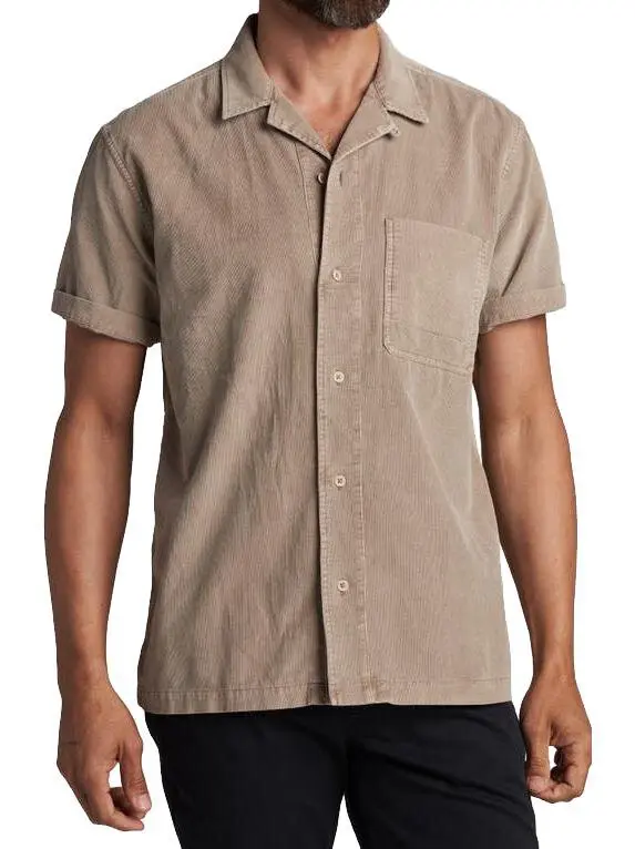 ROAN Zion Cotton Corduroy Short Sleeve Button-up Shirt - Stone