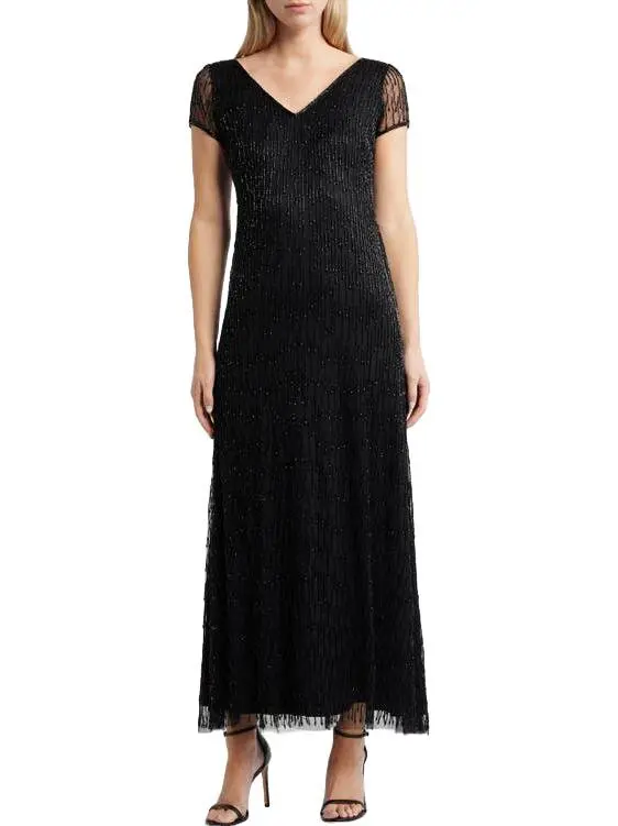 Pisarro Nights Beaded Gown - Black
