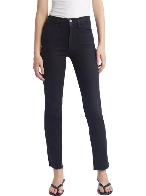 FRAME Le High Straight Leg Raw Hem Jeans - Blackthorn
