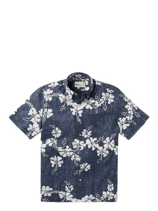 Reyn Spooner 50th State Flower Classic Fit Short Sleeve Button-down Shirt - Navy