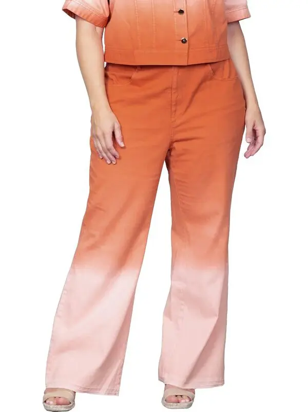 STANDARDS & PRACTICES Ombré Dip Dye Wide Leg Jeans - Coral