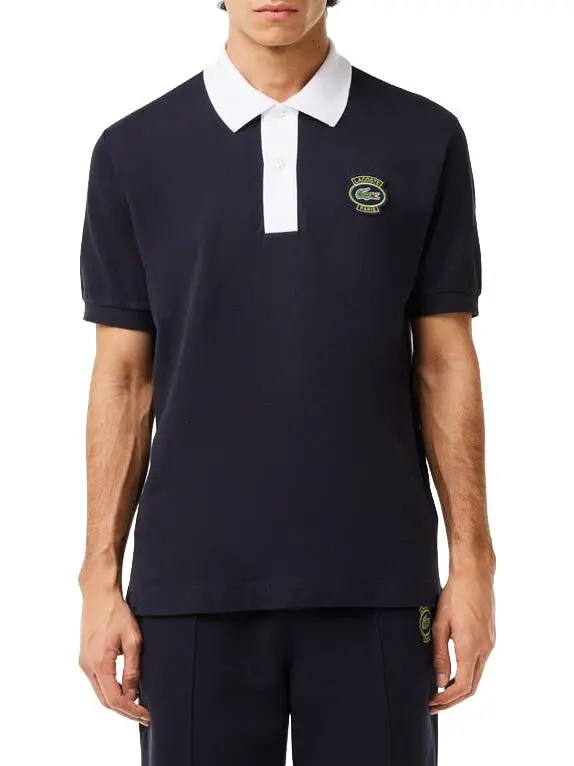 Lacoste Classic Fit Logo Patch Piqué Polo - El5 Abimes/blanc