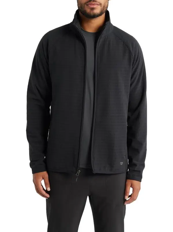 FREE FLY Bonded Grid Fleece Zip Jacket - Black