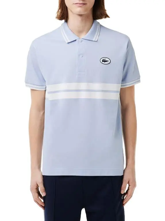 Lacoste Classic Fit Stripe Piqué Knit Polo - Phoenix/ Farine