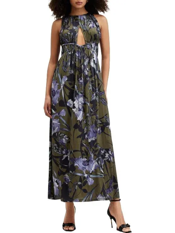 ALLSAINTS Kaya Batu Floral Print Sleeveless Dress - Deep Khaki Green