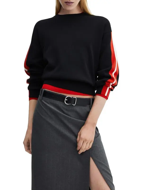 Mango Stripe Sleeve Sweater - Red