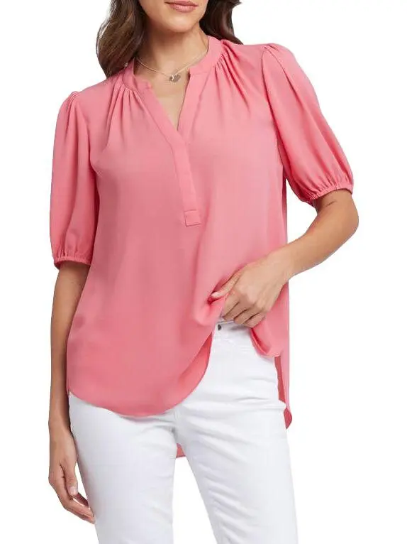NYDJ Puff Sleeve Popover Top - Spiced Coral