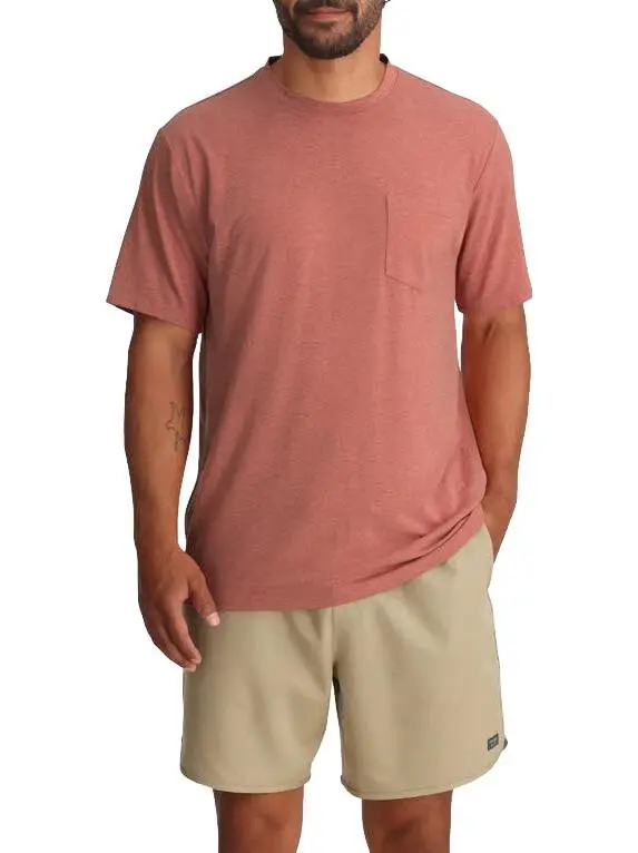 FREE FLY Flex Performance Pocket T-shirt - Heather Red Clay