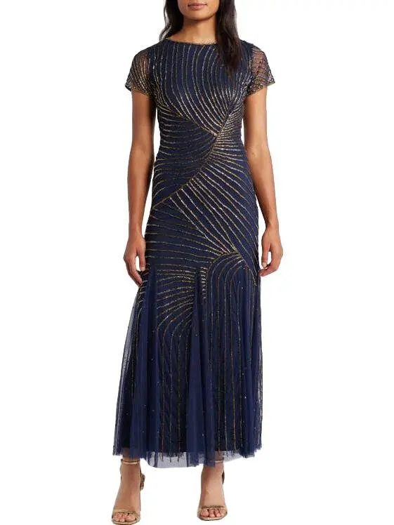 Pisarro Nights Beaded Gown - Navy