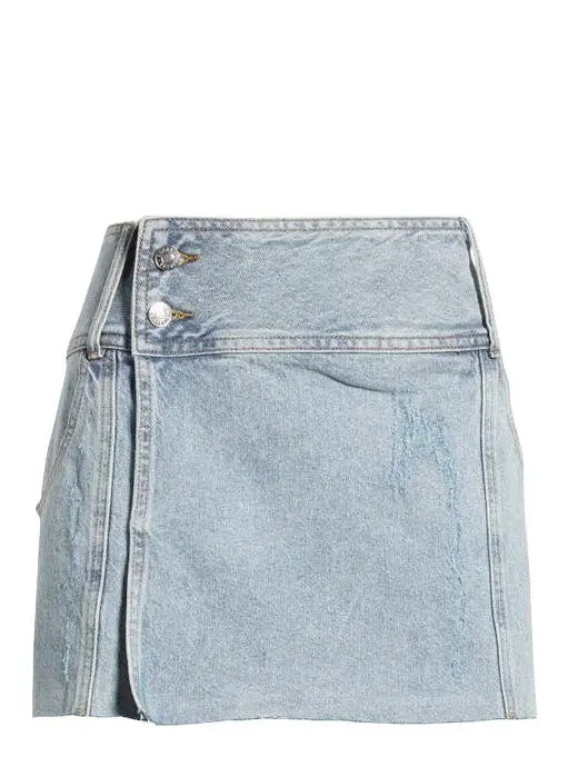 MISTRESS ROCKS Faux Wrap Mini Skirt - Denim
